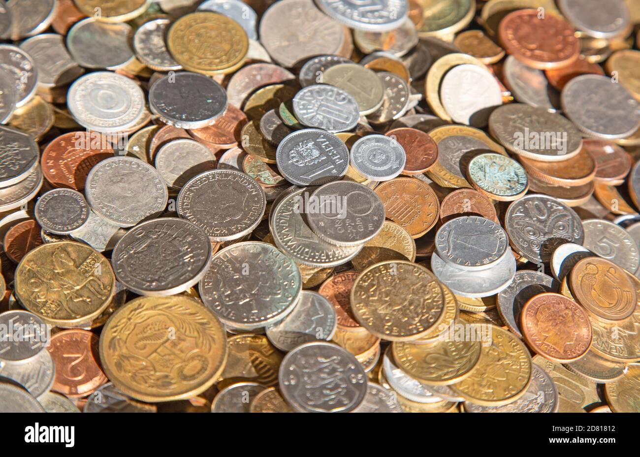 Collection of the old circulated coins Stock Photo - Alamy