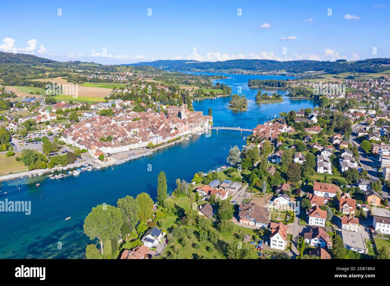 Aerial view of Stein-Am-Rhein medieval city near Shaffhausen ...