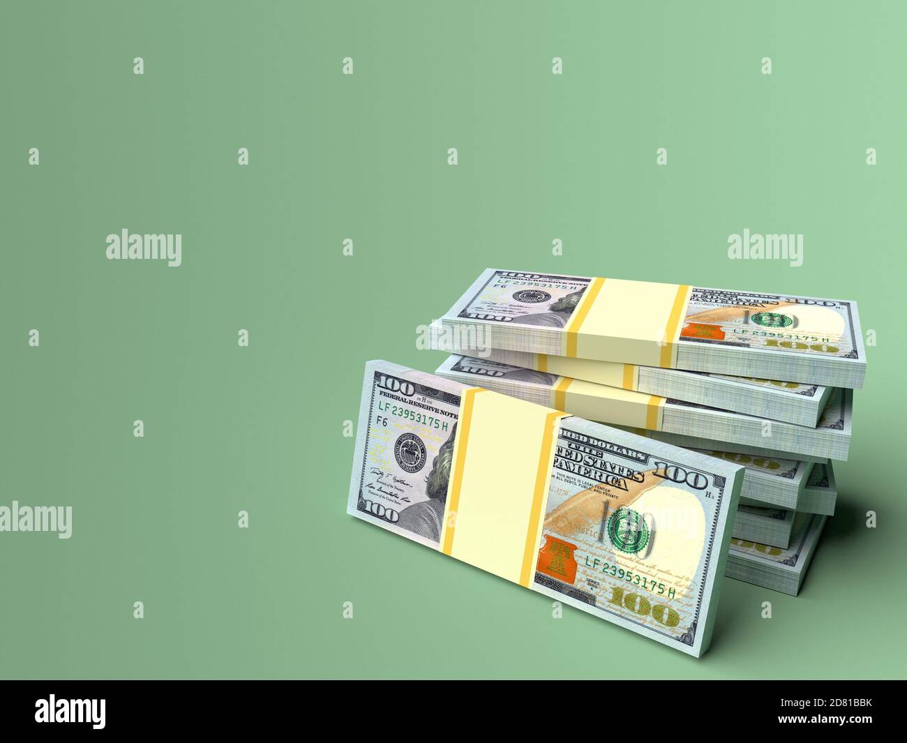 Stack of money dollars with grey blank green finance background Stock ...
