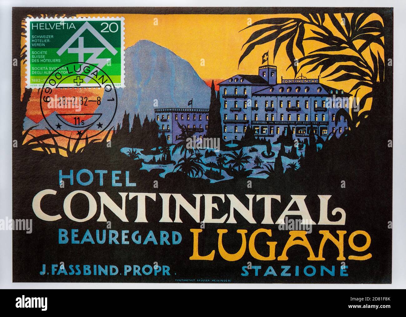 1982 mailed Swiss postcard illustrating a 1915 publicity poster for the ...
