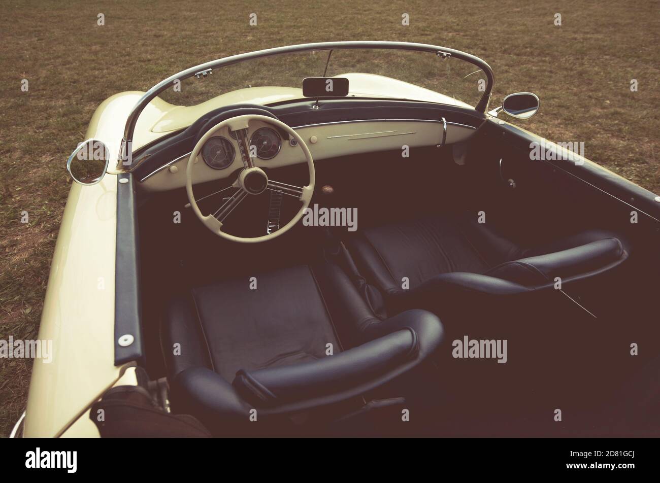 Aged Vintage Convertible Car with Open Roof. Cabrio Classic Automobile ...