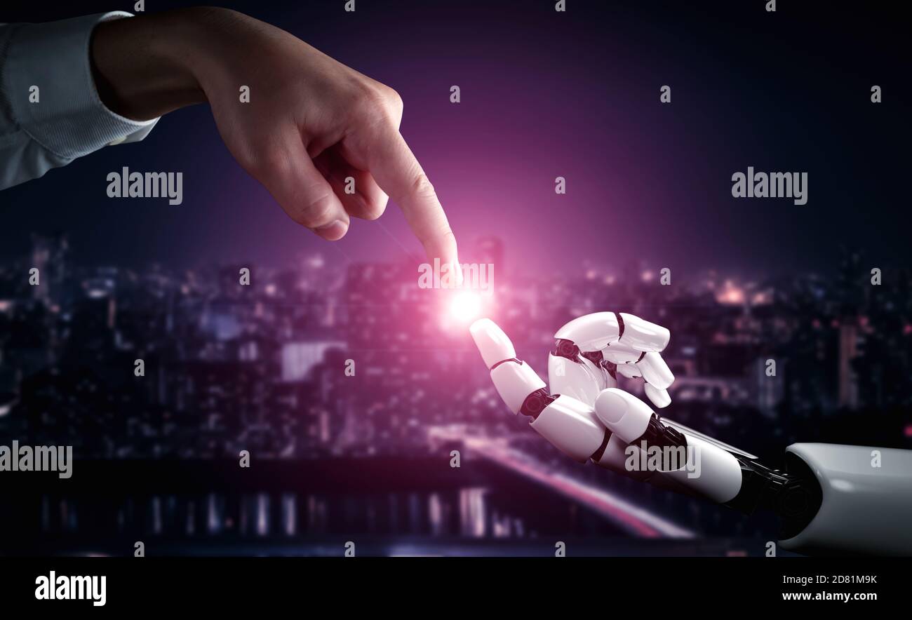 3D rendering artificial intelligence AI research of robot and cyborg ...