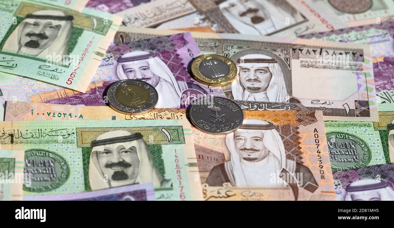 Collection of Saudi Arabia Riyal banknotes Stock Photo - Alamy