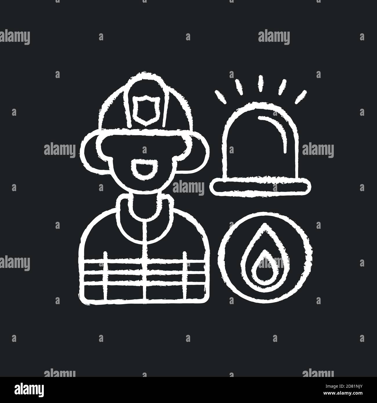 Firefighters chalk white icon on black background Stock Vector Image ...