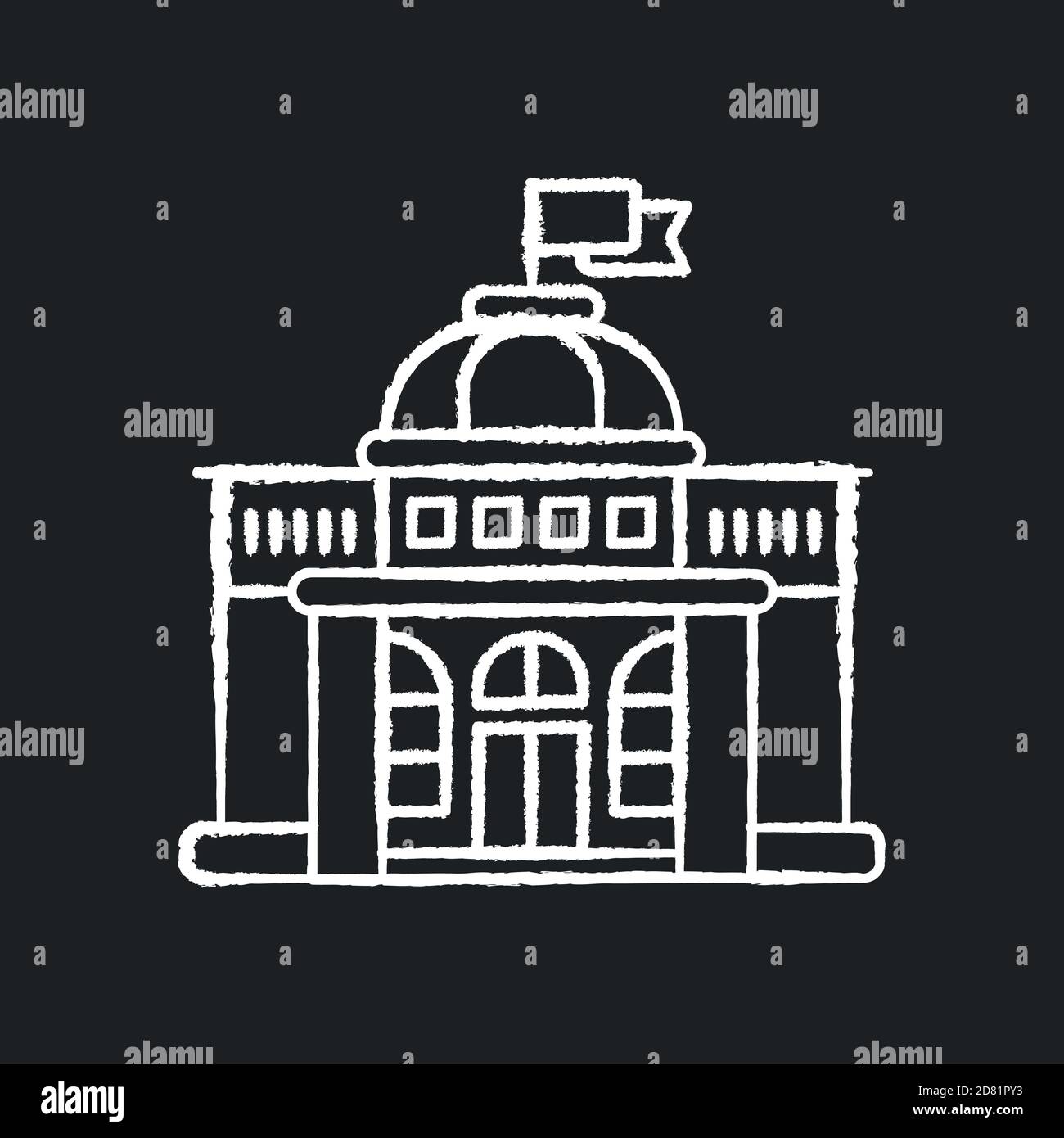 Government chalk white icon on black background Stock Vector Image ...