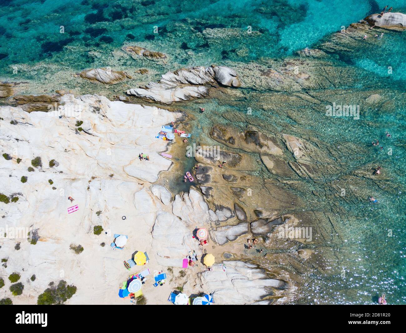 Aerial photo of the beautiful beach on Sitonia, Chalkidiki region ...