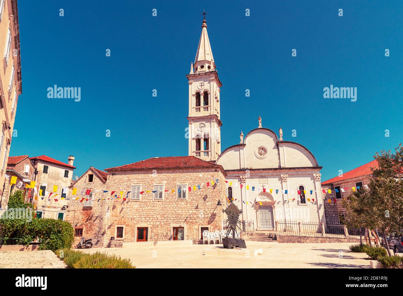 Church of Sv. Marija St. Mary in Jelsa town, Hvar, Croatia Stock Photo ...