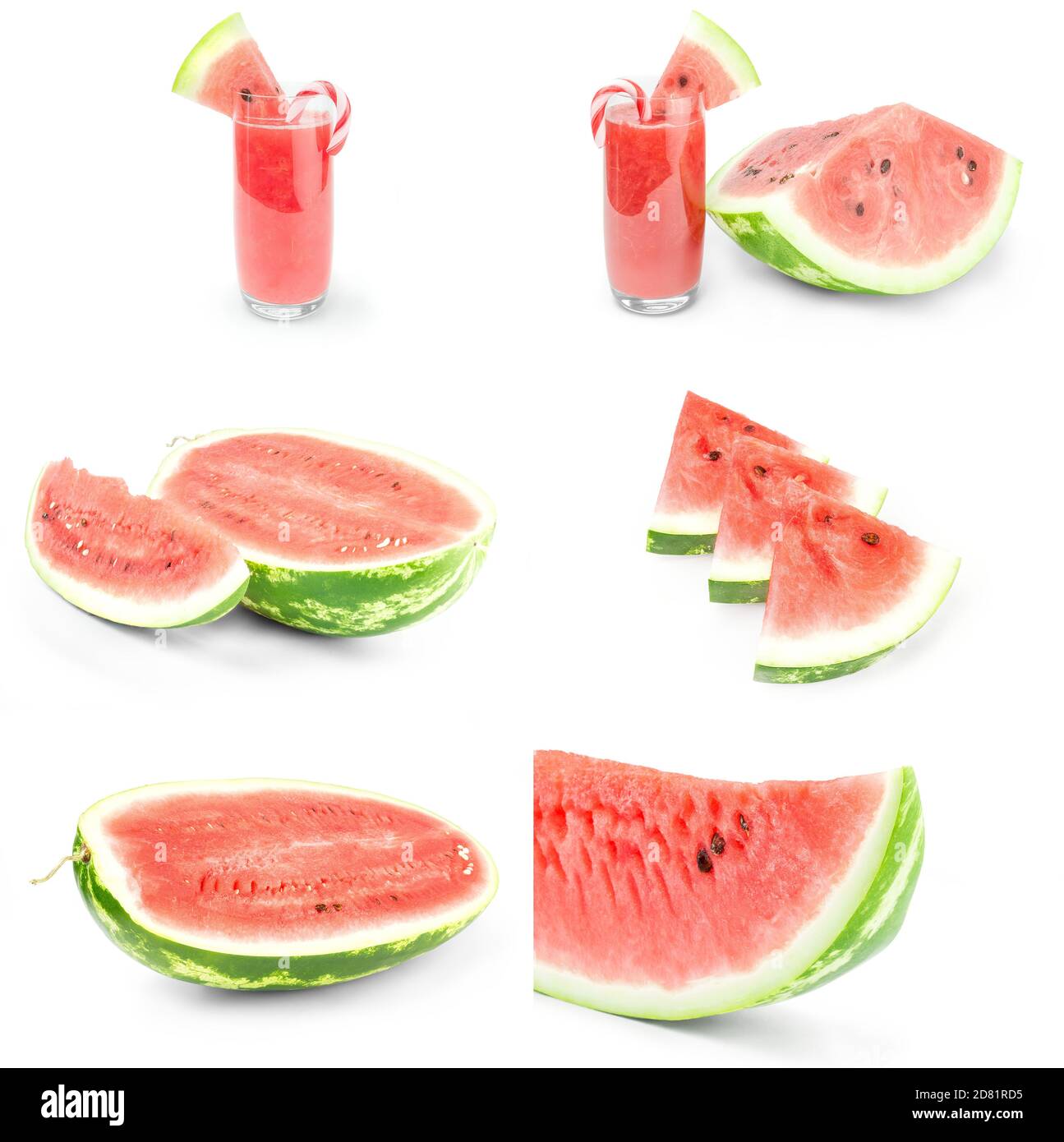 Collage of Sweet watermelon isolated on a white background cutout Stock ...