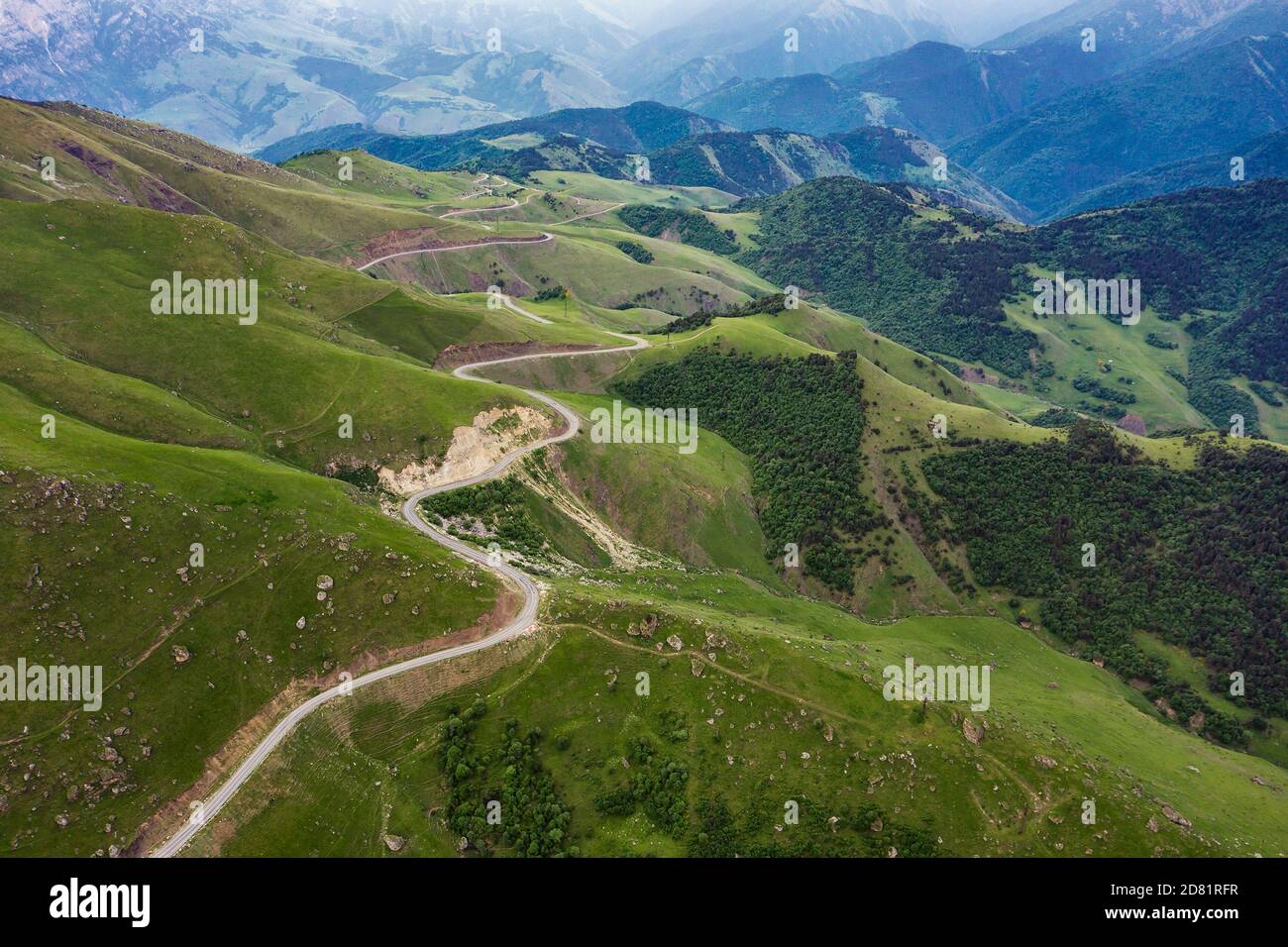 Aerial view of road in mountains Stock Photo - Alamy