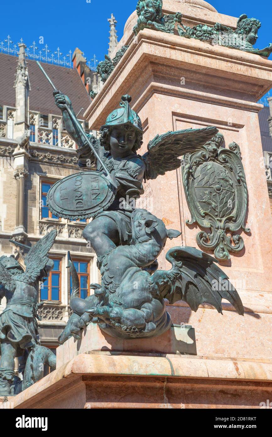 Main square of the Munich, Germany - Marienplatz (Marian square). The ...