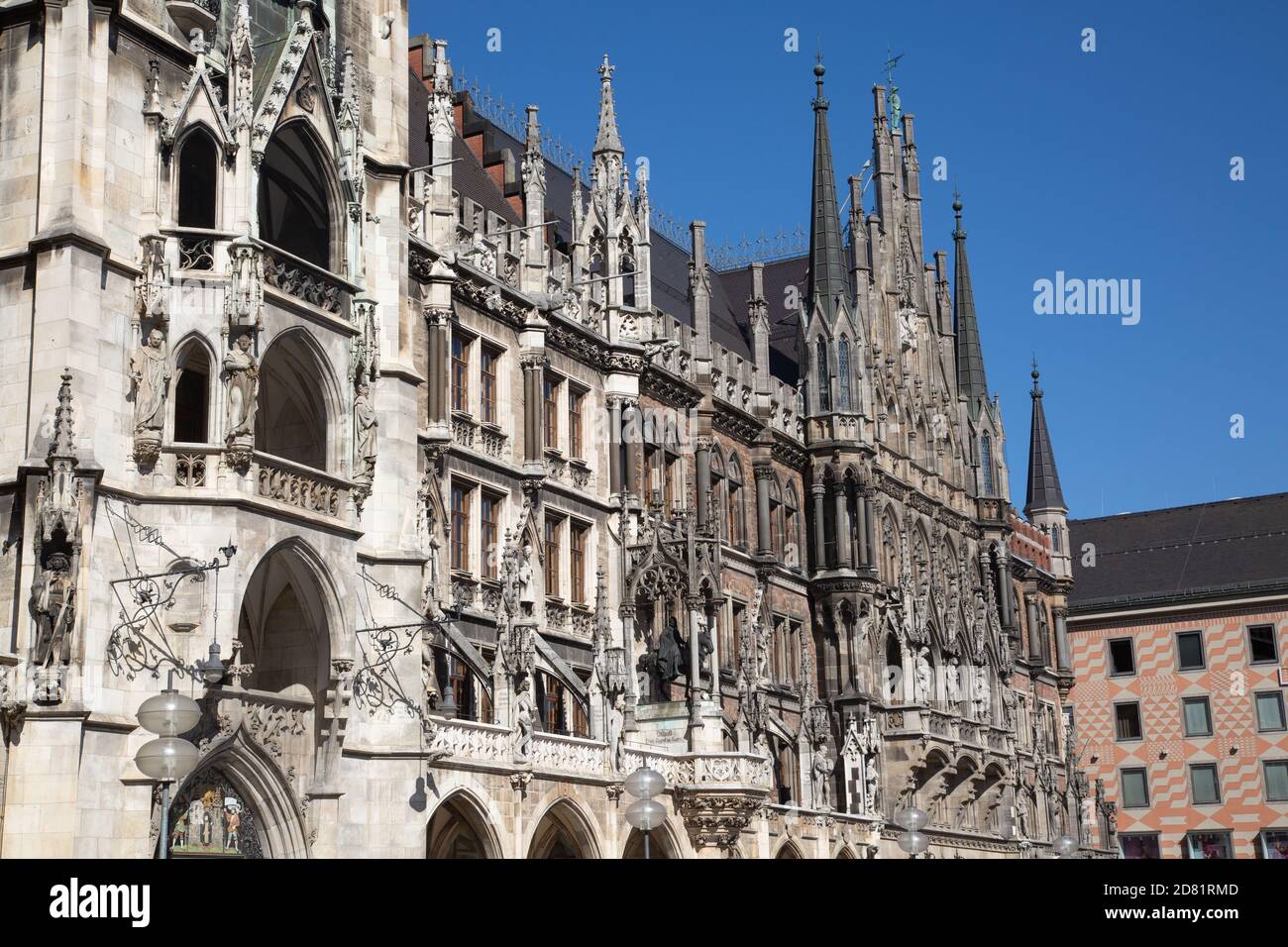 Main square of the Munich, Germany - Marienplatz (Marian square). The ...