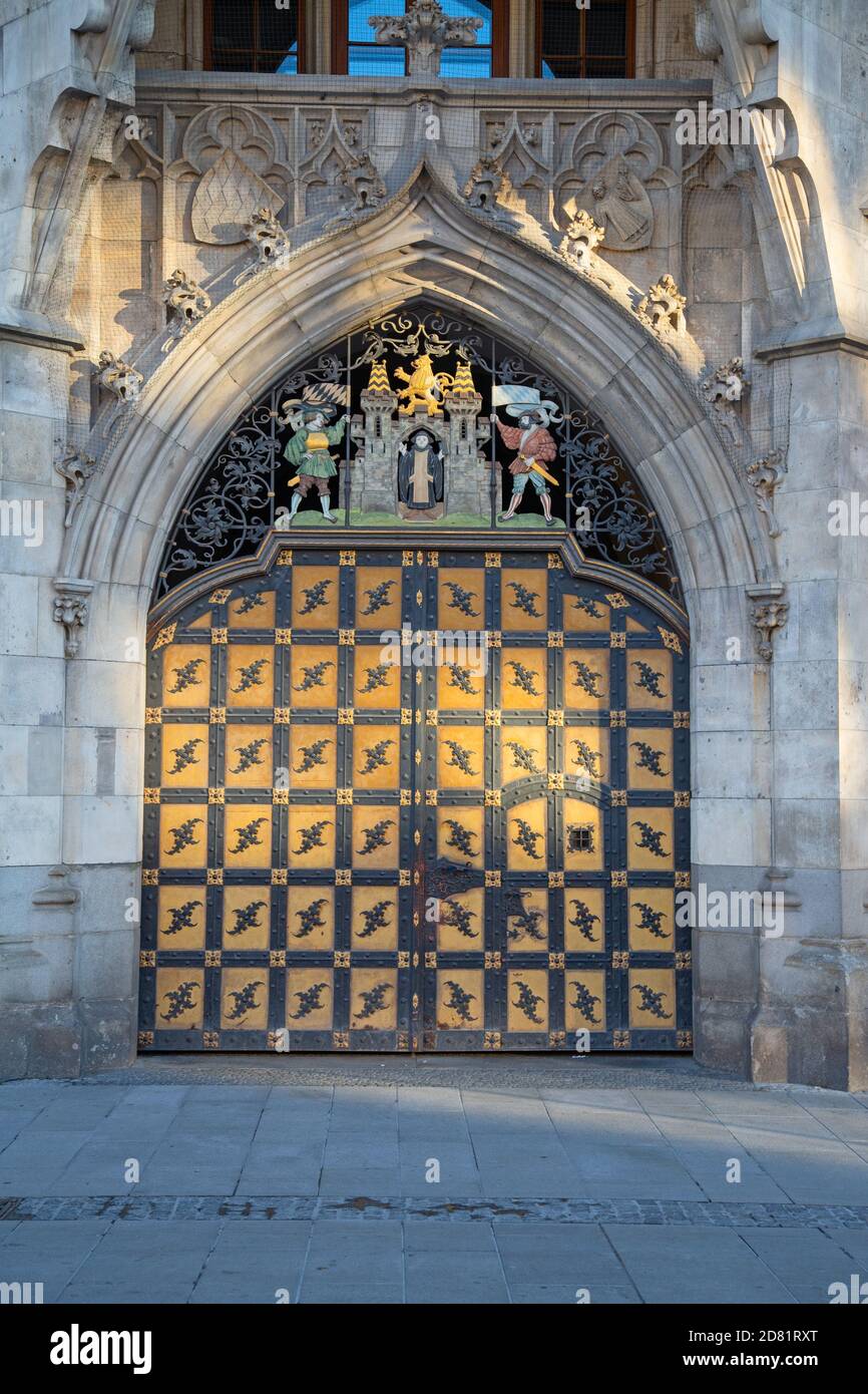 Main square of the Munich, Germany - Marienplatz (Marian square). The ...
