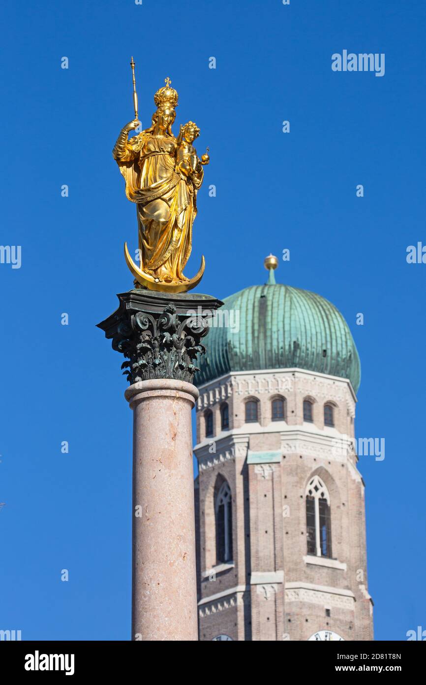 Main square of the Munich, Germany - Marienplatz (Marian square). The ...
