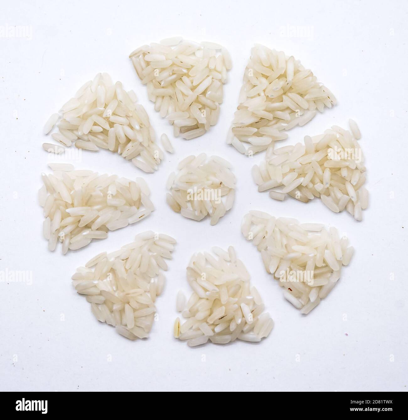 rice grits on a white background, rice porridge, snowflake from rice ...