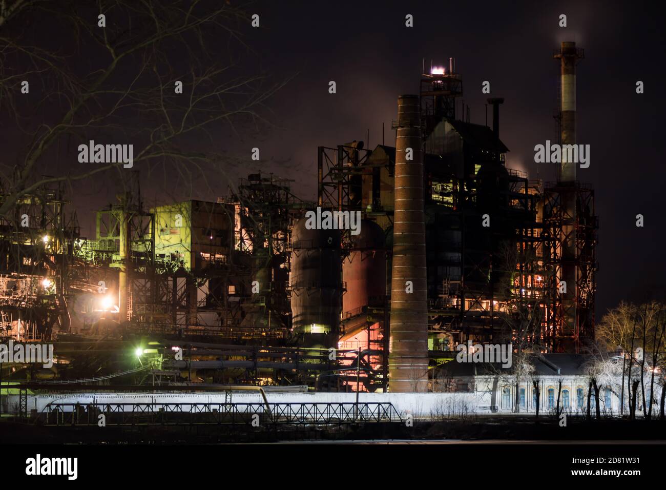 Industrial plant at night Stock Photo - Alamy
