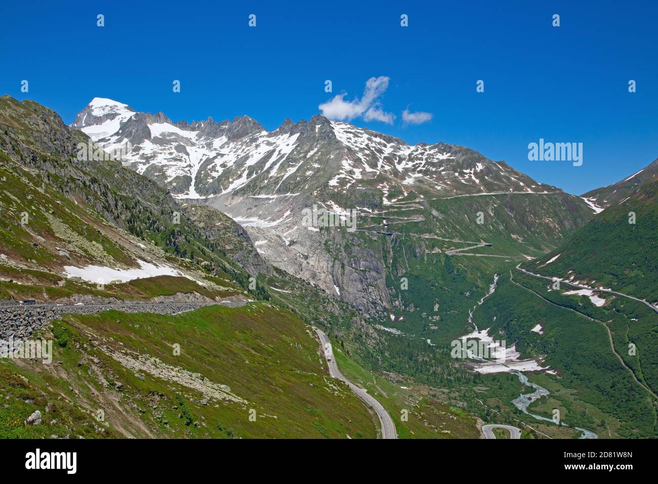 Rhone glacier, source of Rhone river, melting and retreating due to ...