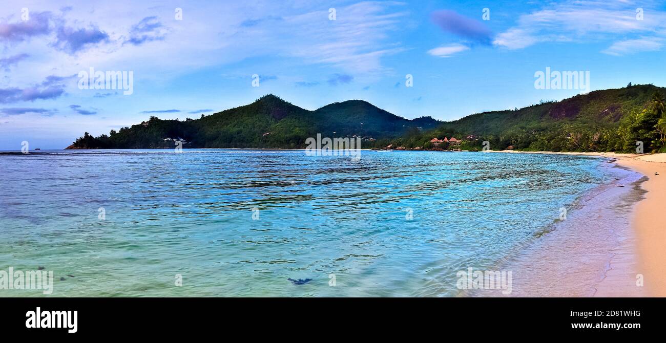 Stunning high resolution beach panorama taken on the paradise islands ...