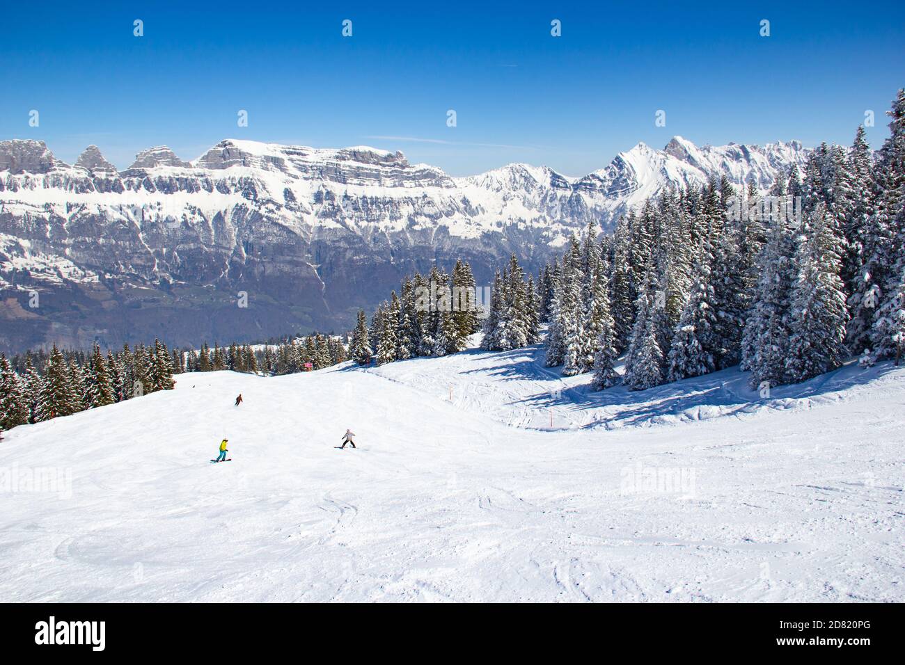 Slope on the skiing resort Flumserberg. Switzerland Stock Photo - Alamy