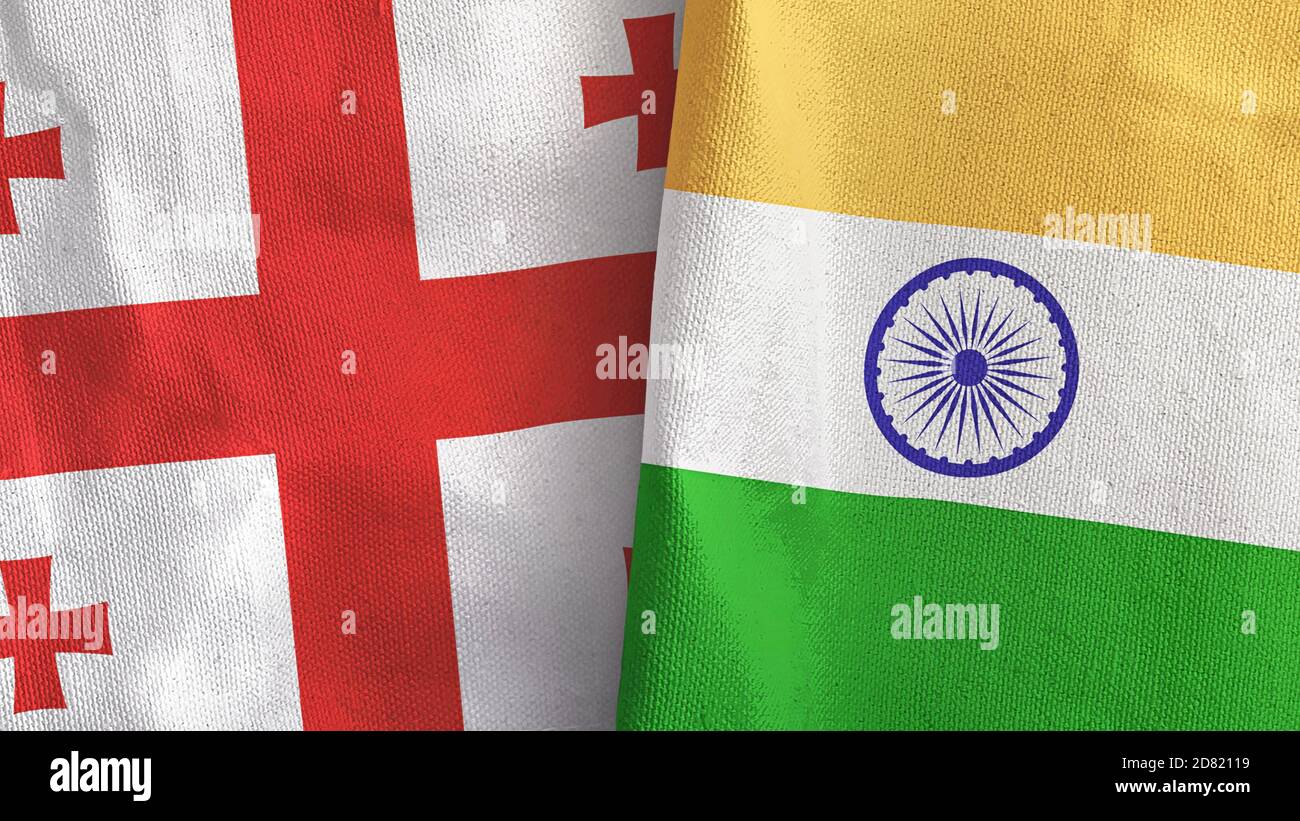 India and Georgia two flags textile cloth 3D rendering Stock Photo - Alamy