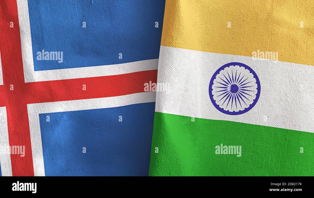 India and Iceland two flags textile cloth 3D rendering Stock Photo - Alamy