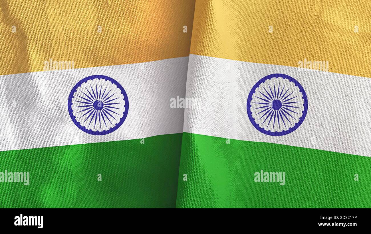 India two flags textile cloth 3D rendering Stock Photo - Alamy
