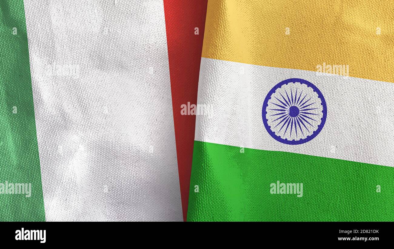 India and Italy two flags textile cloth 3D rendering Stock Photo - Alamy