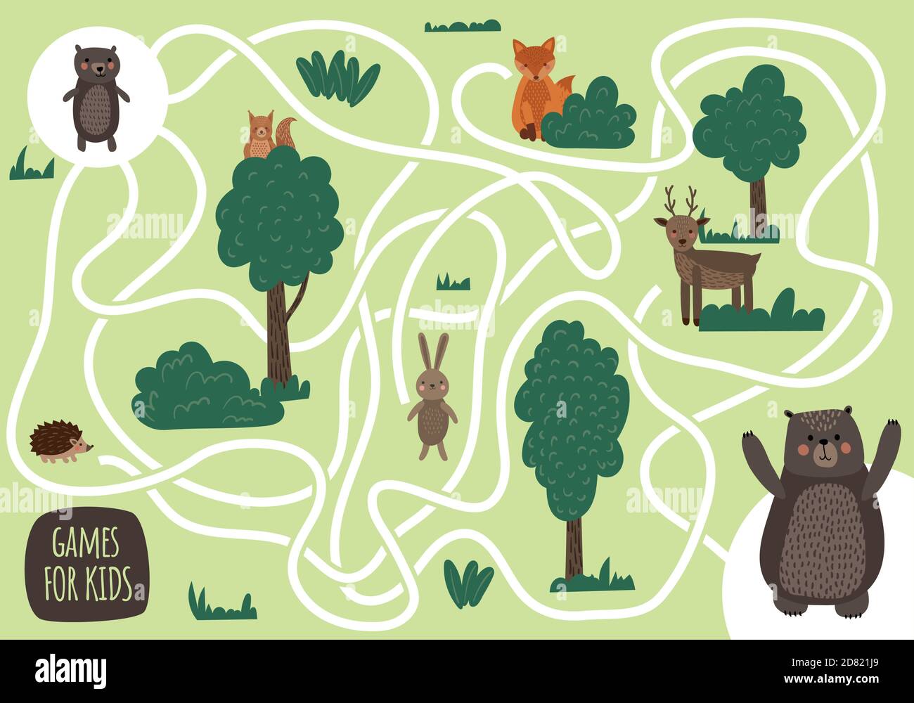 Vector cartoon style illustration of games for kids. Maze visual ...