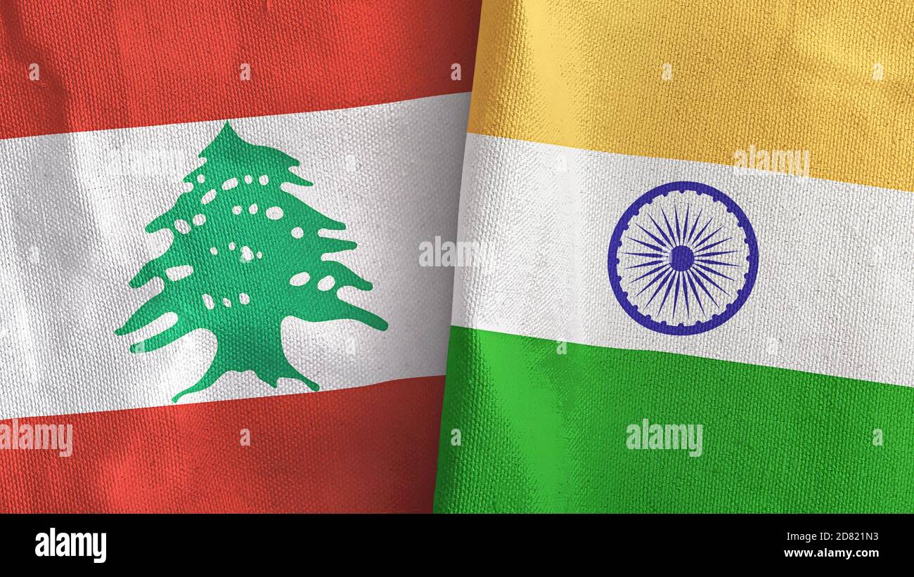 India and Lebanon two flags textile cloth 3D rendering Stock Photo - Alamy