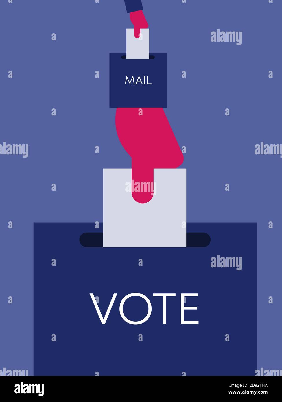 Voting by mail conceptual illustration. Hand placing envelope in post ...