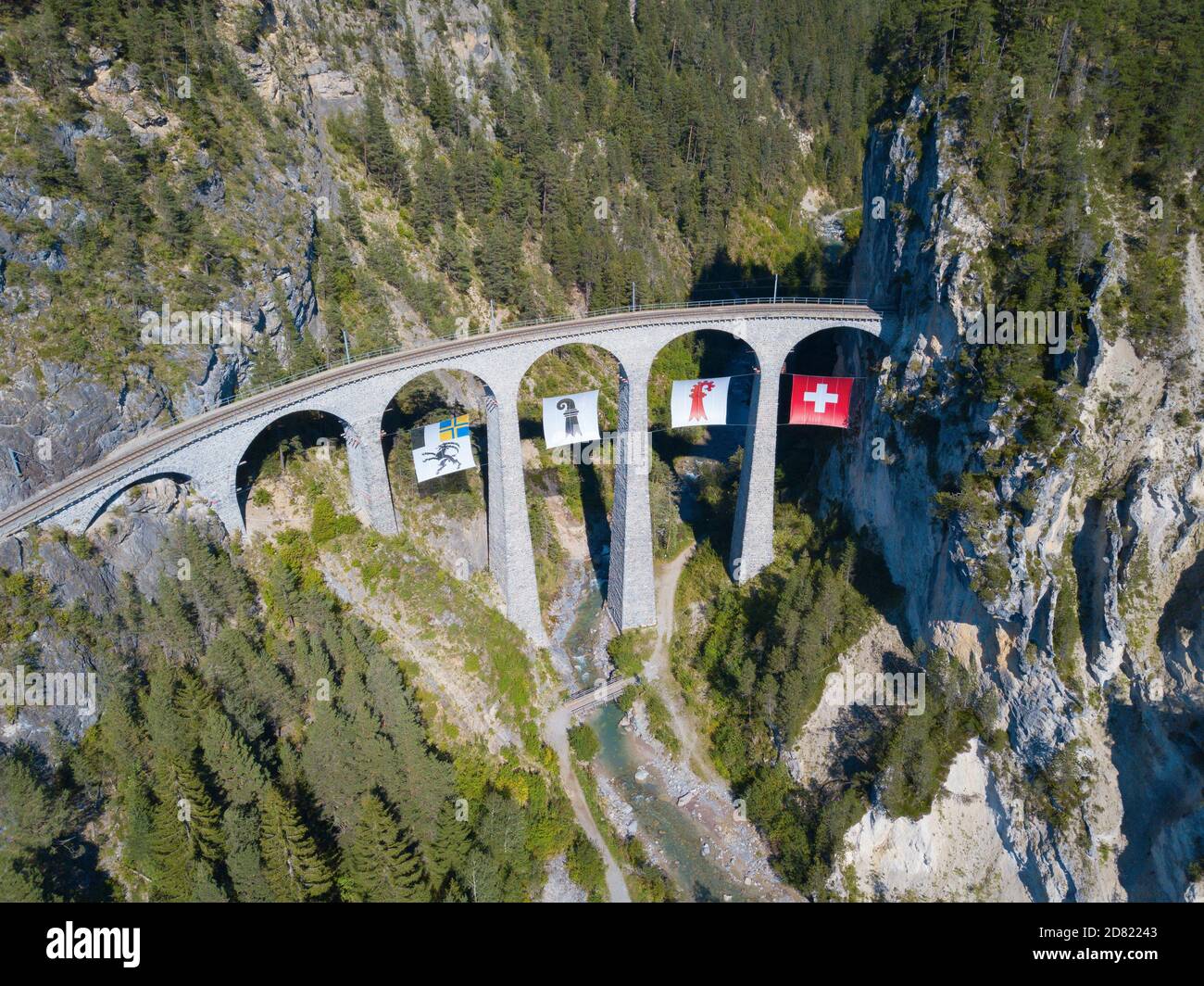 Famous Landwasser viaduct nearby Filisur town in the swiss alps Stock ...