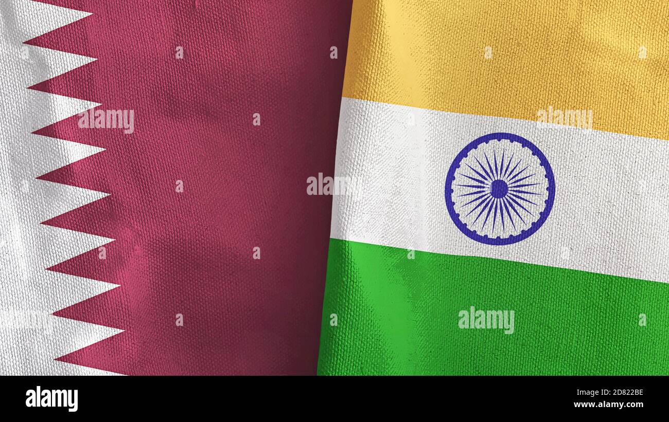 India and Qatar two flags textile cloth 3D rendering Stock Photo - Alamy