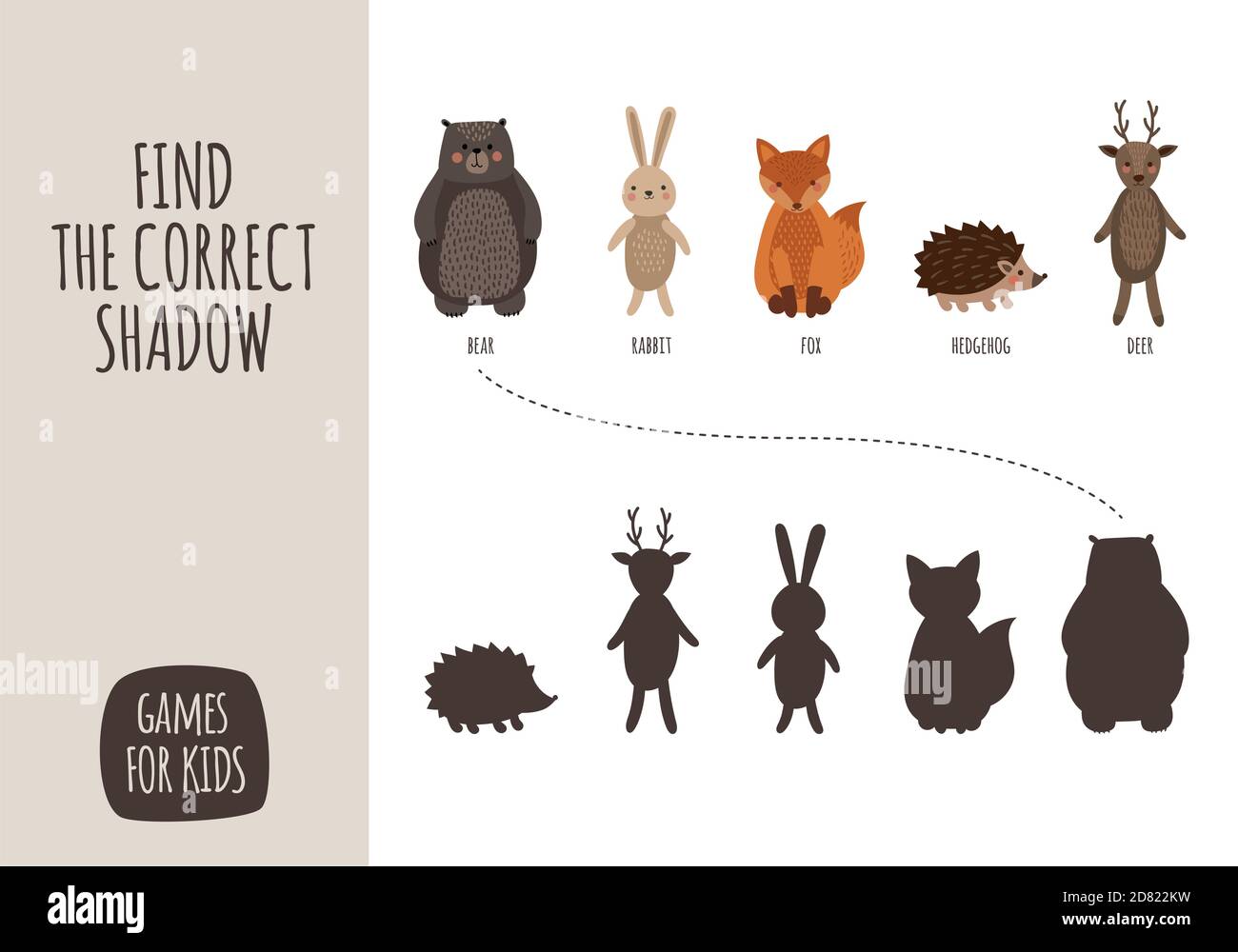 Vector cartoon style illustration of games for kids. Shadow game game ...