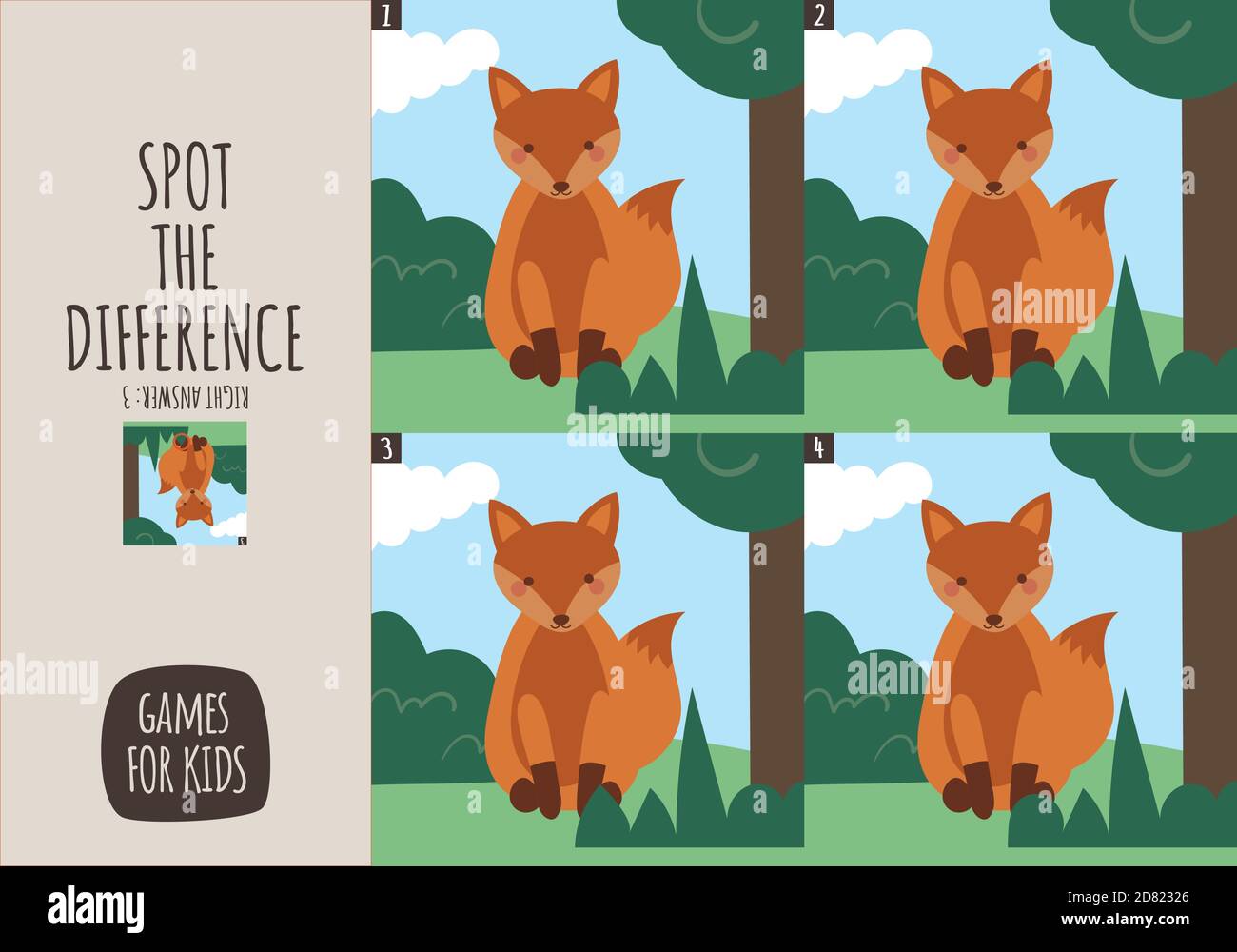 Vector cartoon style illustration of games for kids. Find differences ...