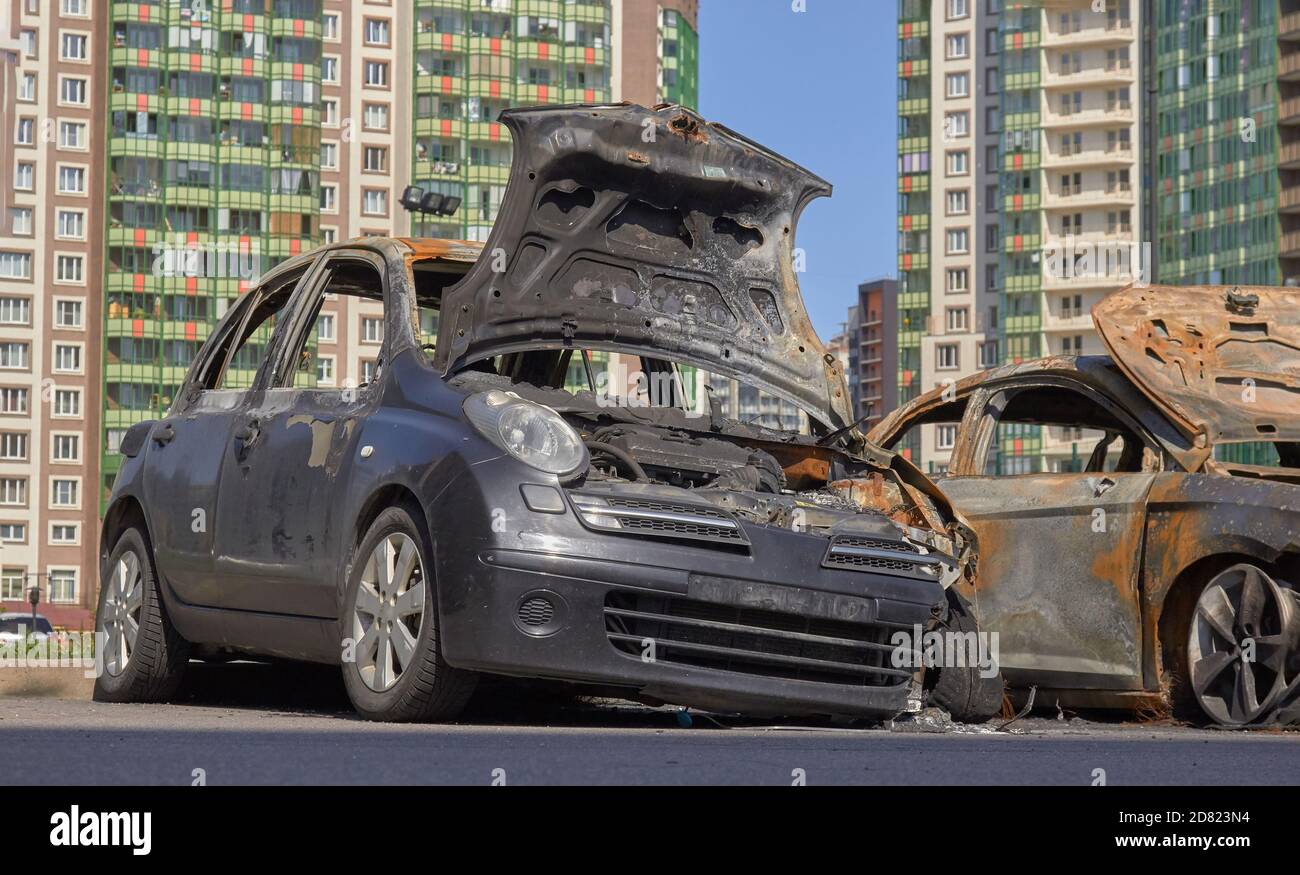 city burned cars, some details after a fire in one of the city's ...