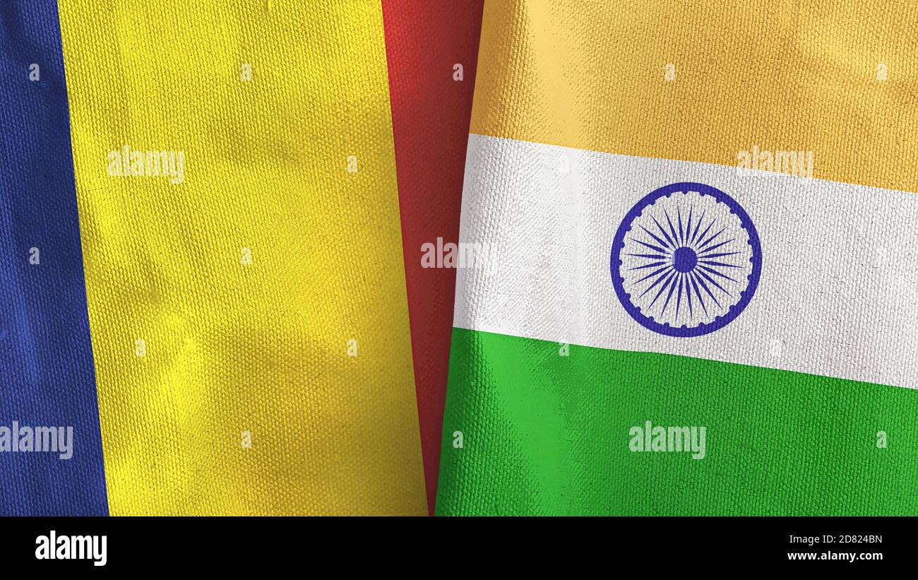 India and Chad two flags textile cloth 3D rendering Stock Photo - Alamy