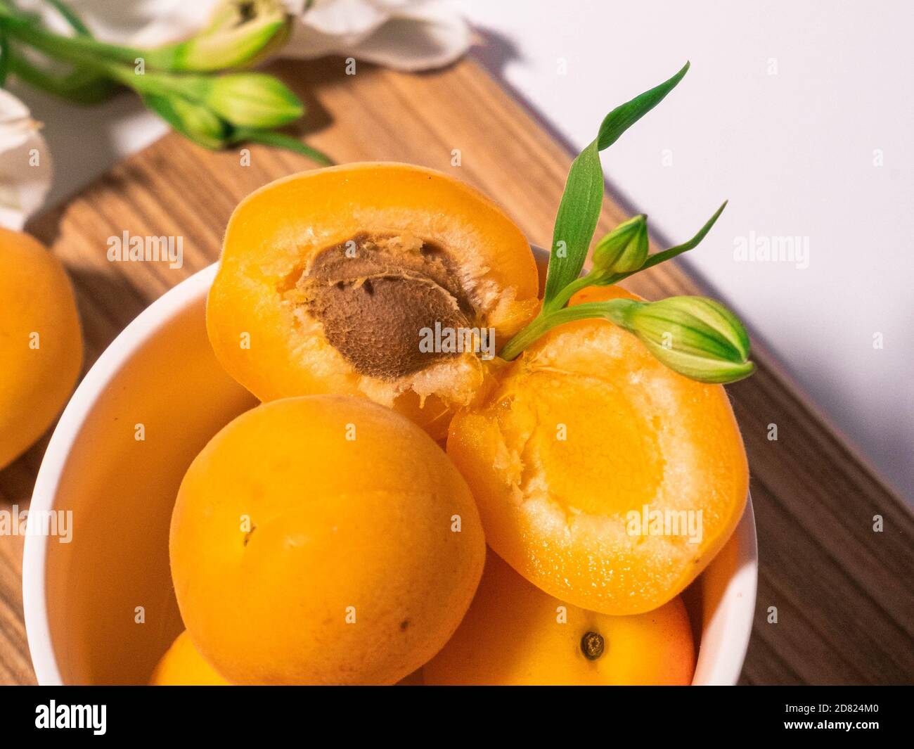Composition of fresh apricots for culinary dessert class or wallpaper ...