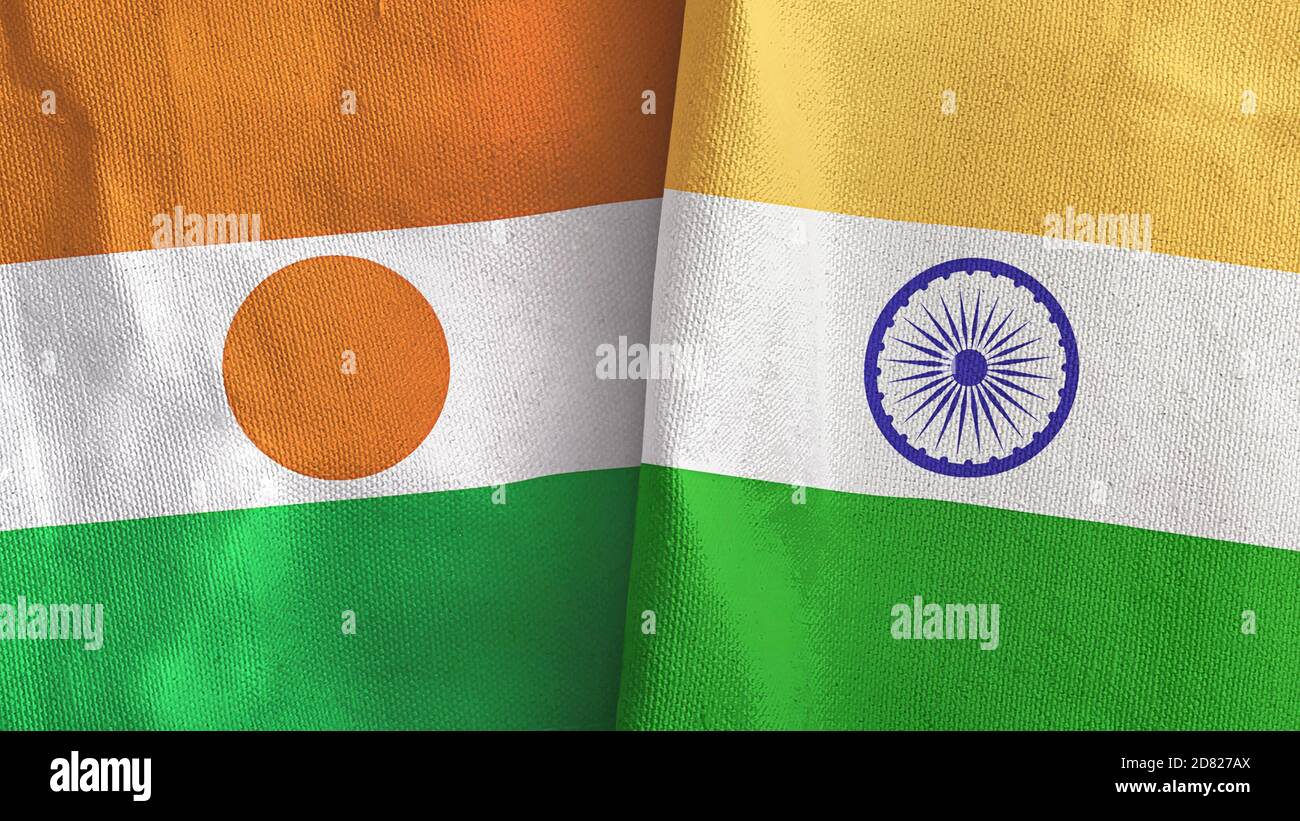 India and Niger two flags textile cloth 3D rendering Stock Photo - Alamy