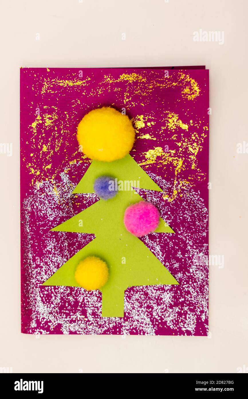 craft card made by child at home Stock Photo - Alamy