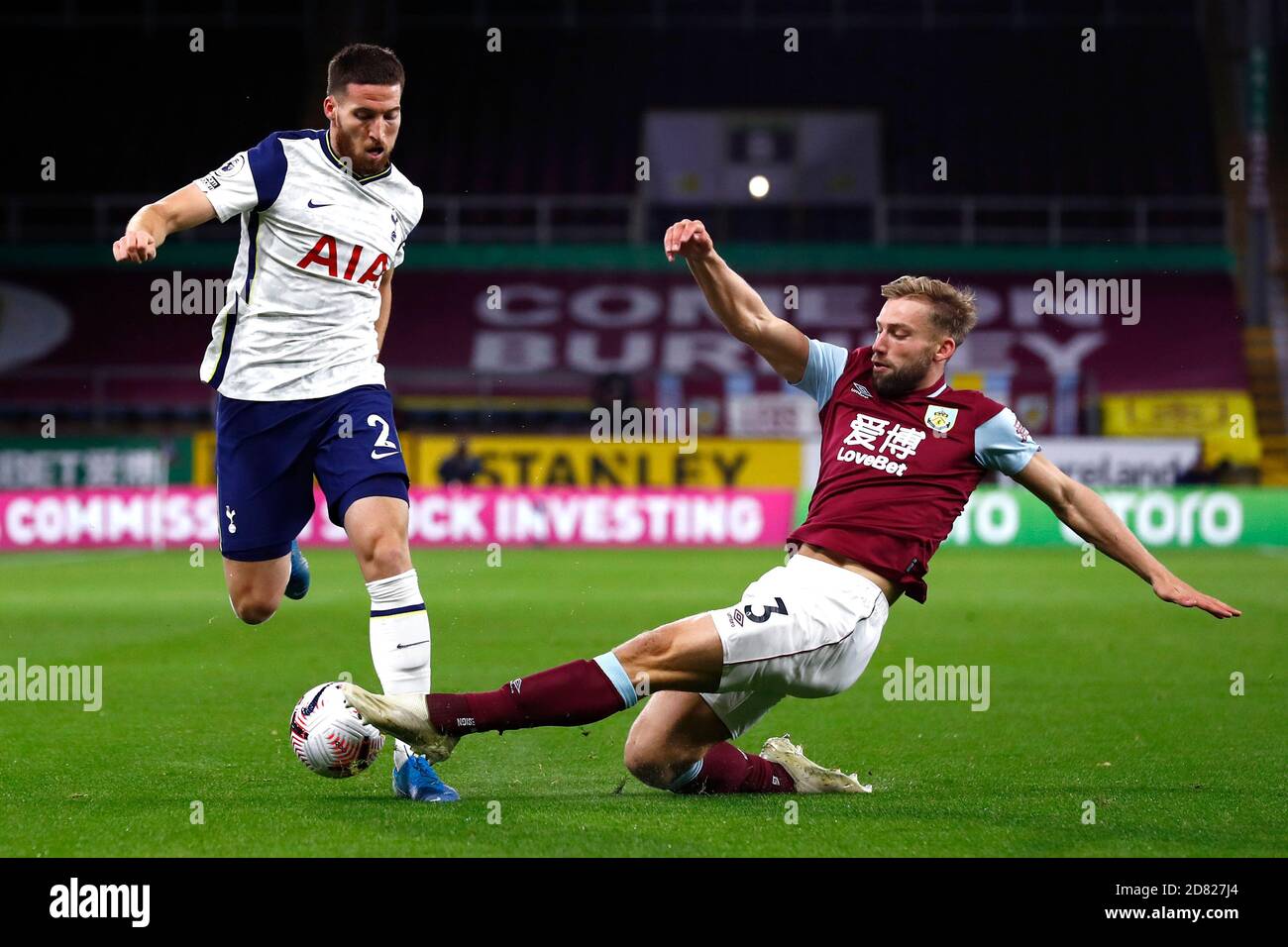 Tottenham Hotspur's Matt Doherty (left) and Burnley's Charlie Taylor ...