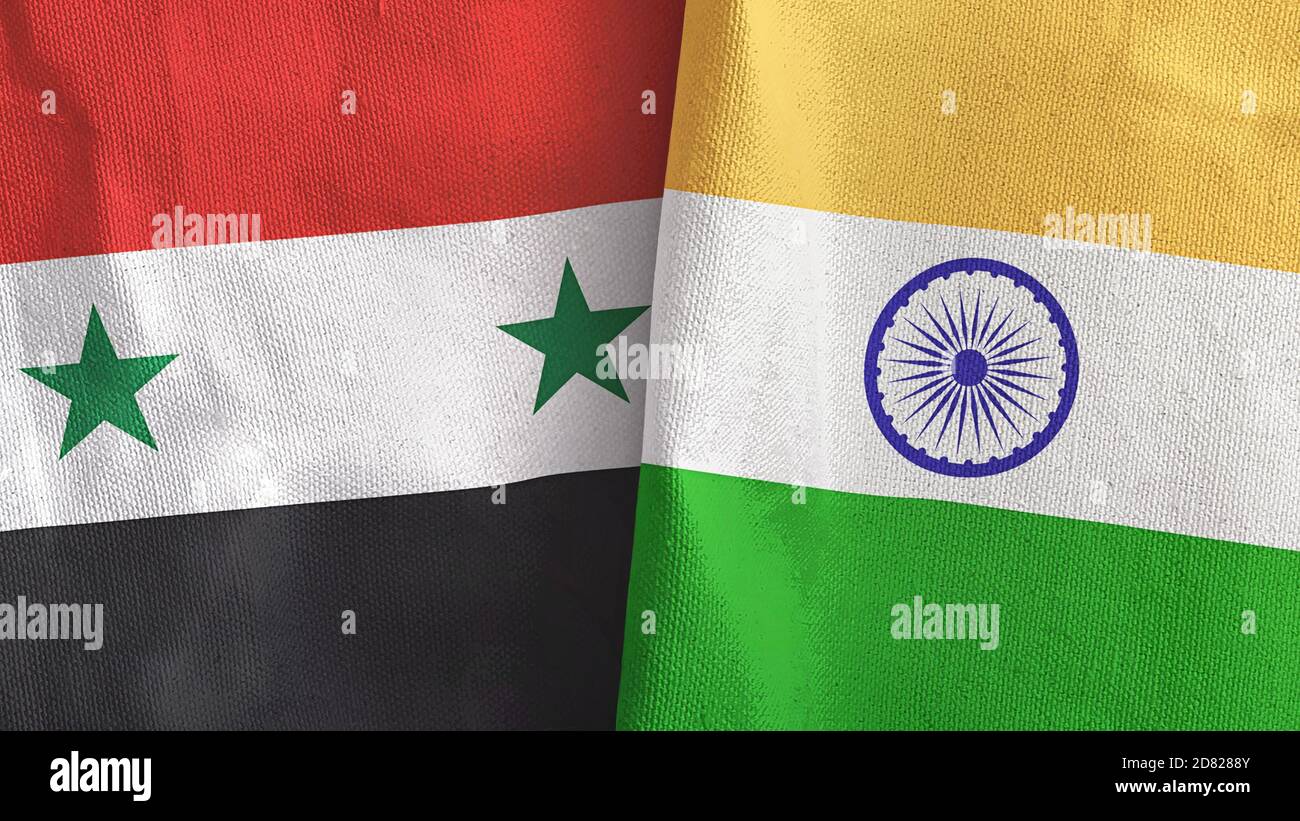 India and Syria two flags textile cloth 3D rendering Stock Photo - Alamy