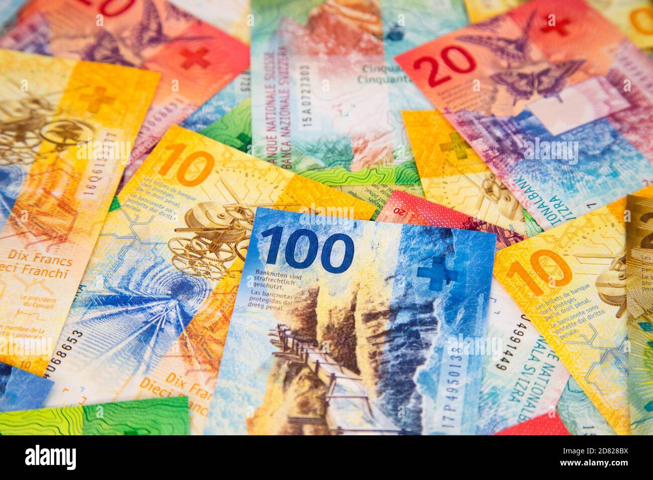 Collection of the new swiss banknotes (issued in 2017-2019 Stock Photo ...