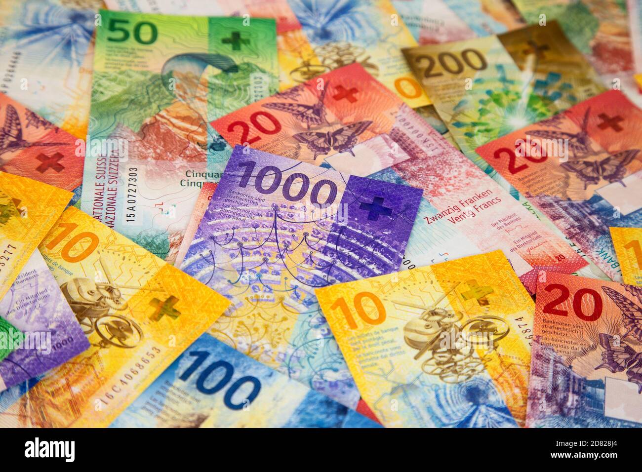 Collection of the new swiss banknotes (issued in 2017-2019 Stock Photo ...