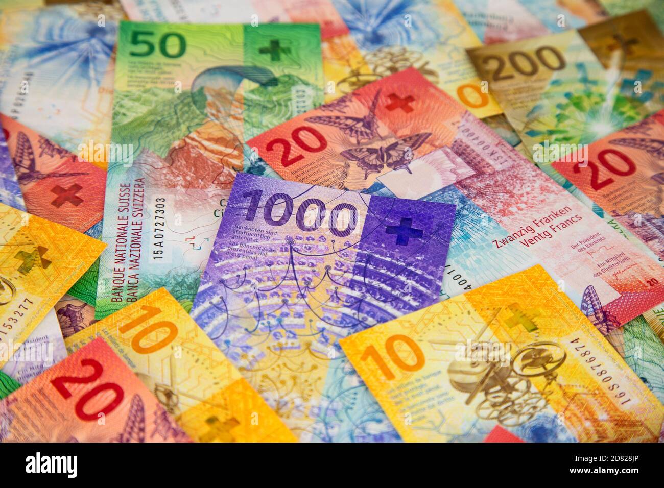 Collection of the new swiss banknotes (issued in 2017-2019 Stock Photo ...
