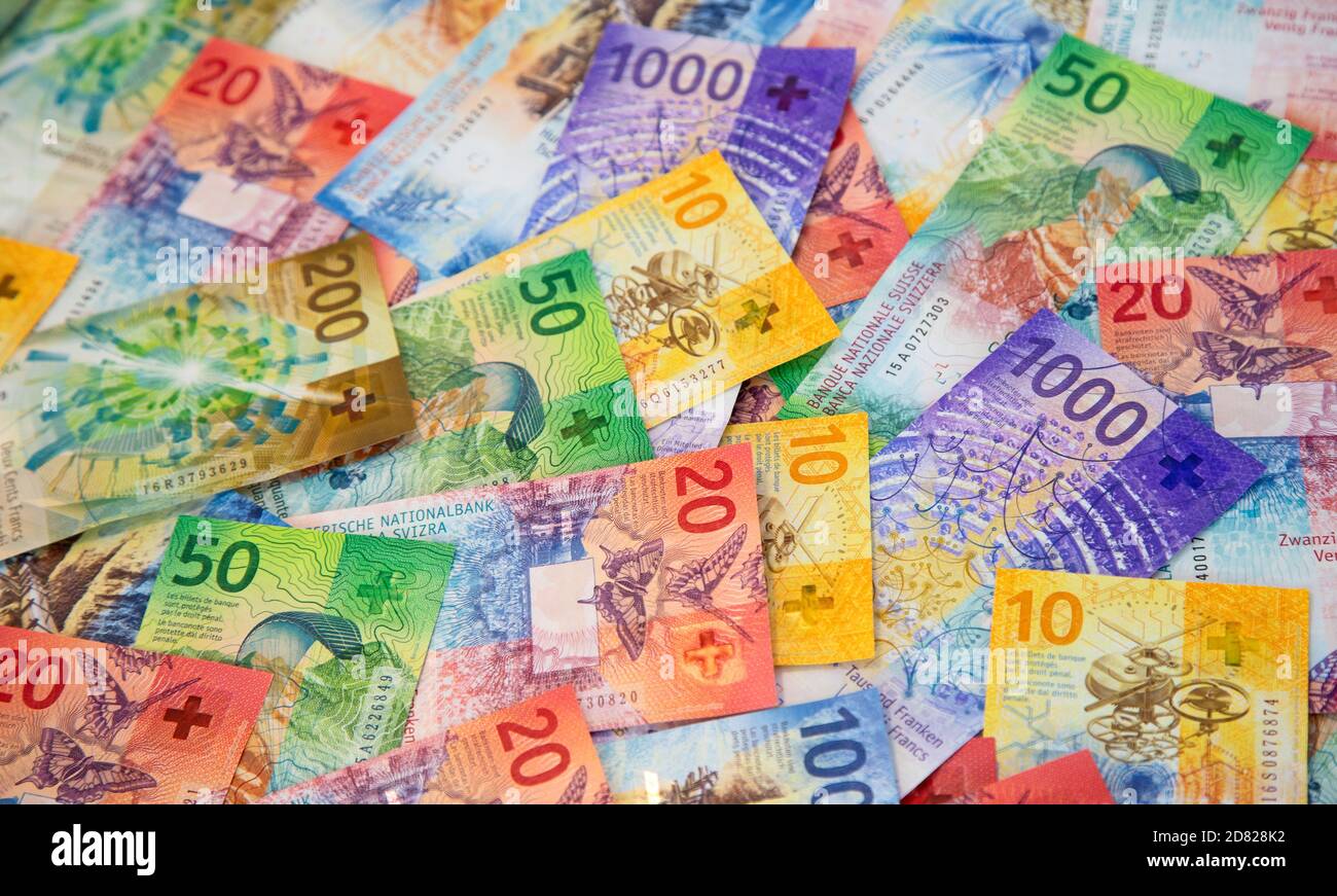 Collection of the new swiss banknotes (issued in 2017-2019 Stock Photo ...