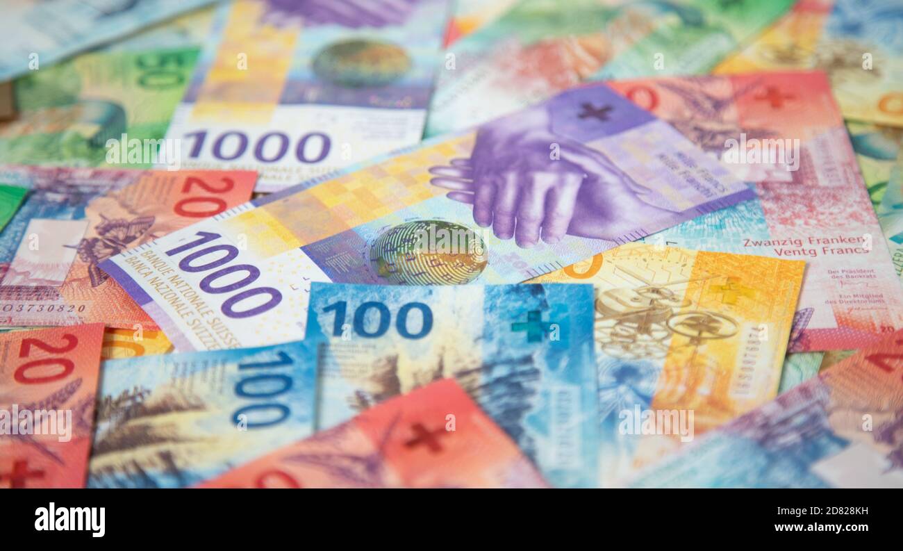 Collection of the new swiss banknotes (issued in 2017 Stock Photo - Alamy