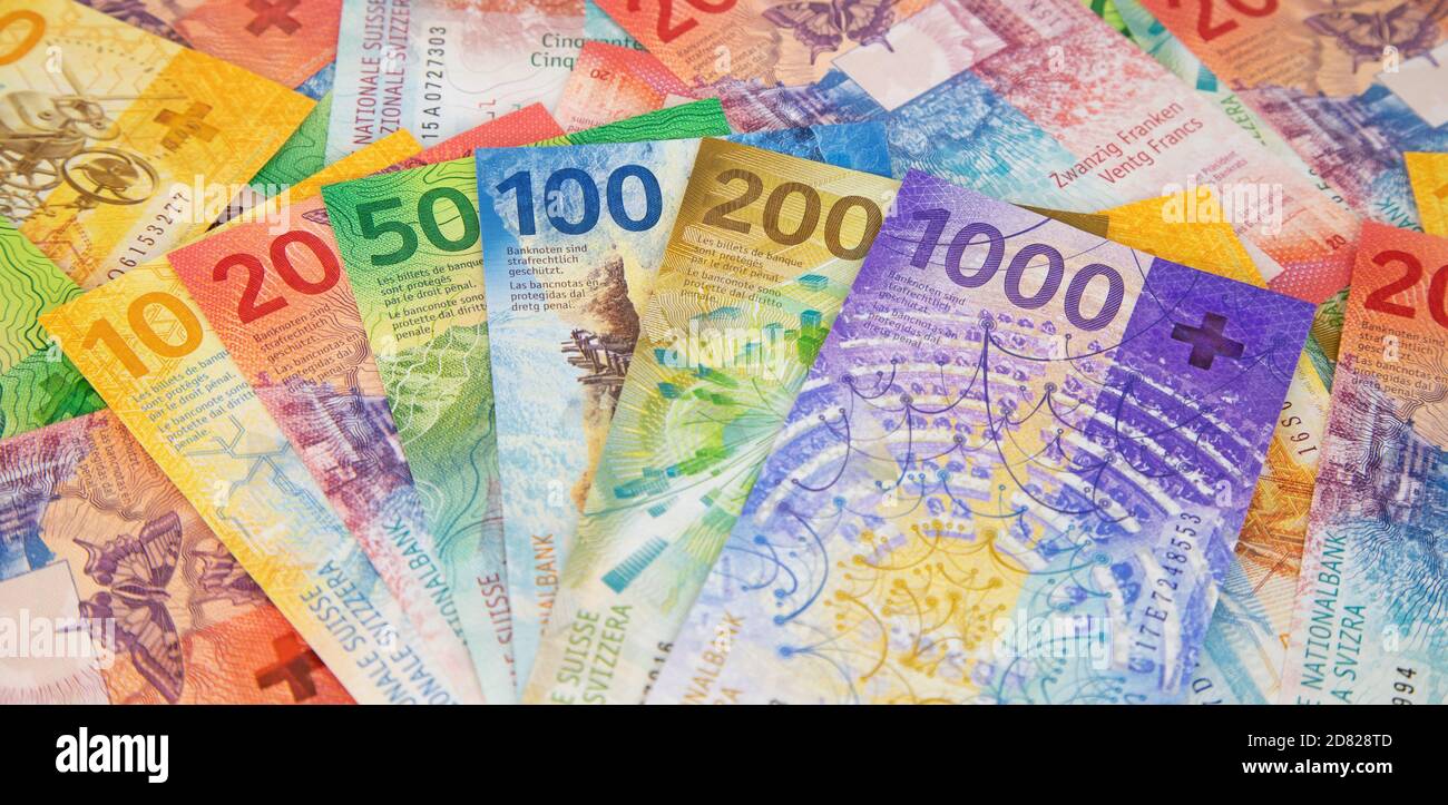 Collection of the new swiss banknotes (issued in 2017 Stock Photo - Alamy