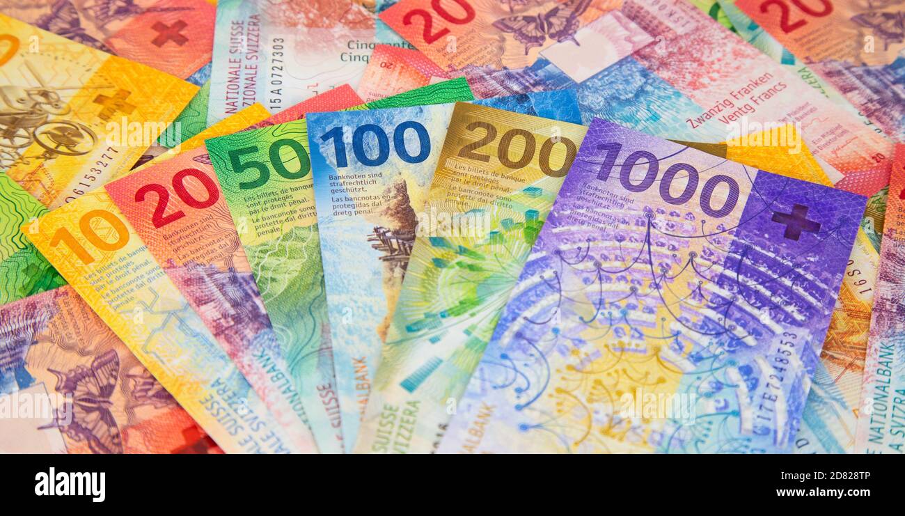 Collection of the new swiss banknotes (issued in 2017-2019 Stock Photo ...