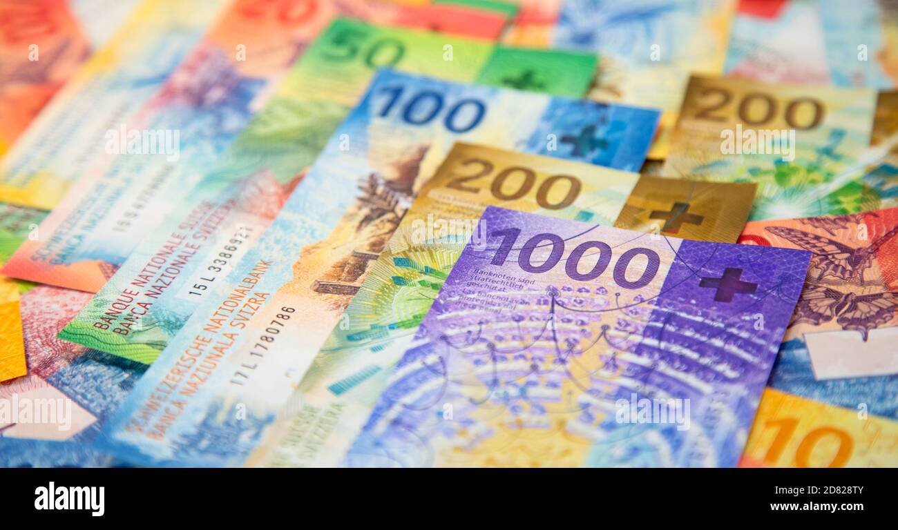 Collection of the new swiss banknotes (issued in 2017 Stock Photo - Alamy
