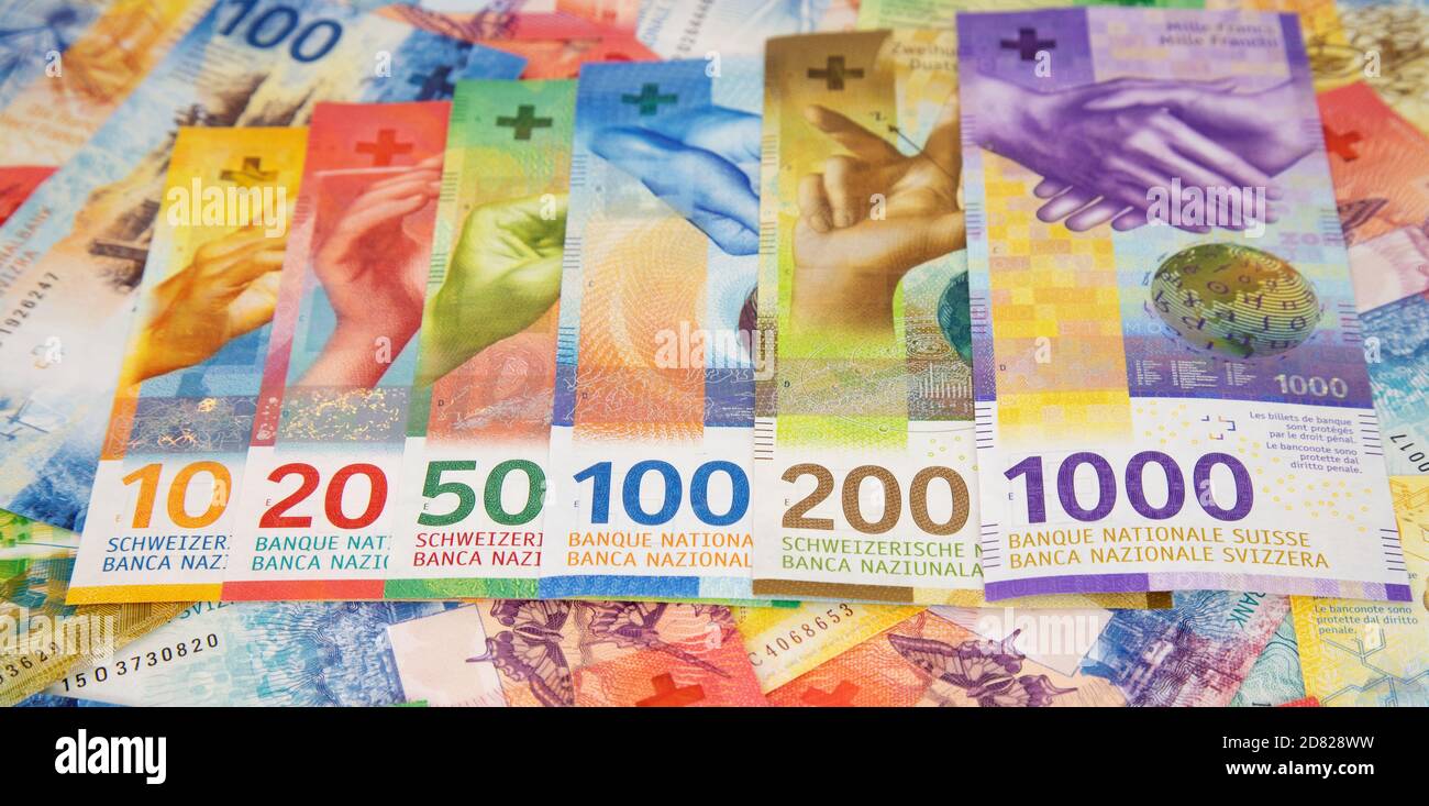 Collection of the new swiss banknotes (issued in 2017 Stock Photo - Alamy
