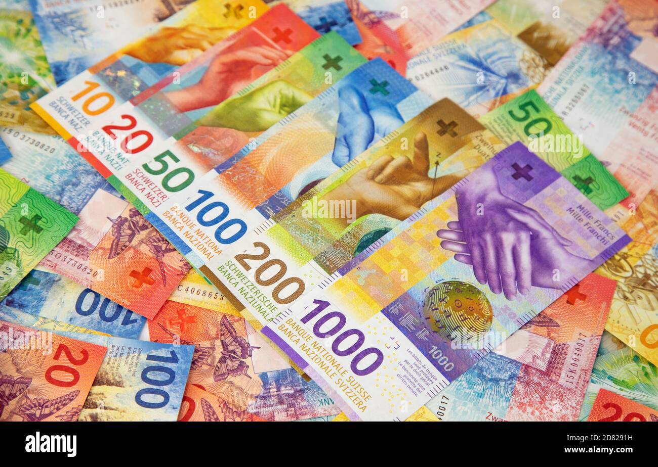Collection of the new swiss banknotes (issued in 2017 Stock Photo - Alamy